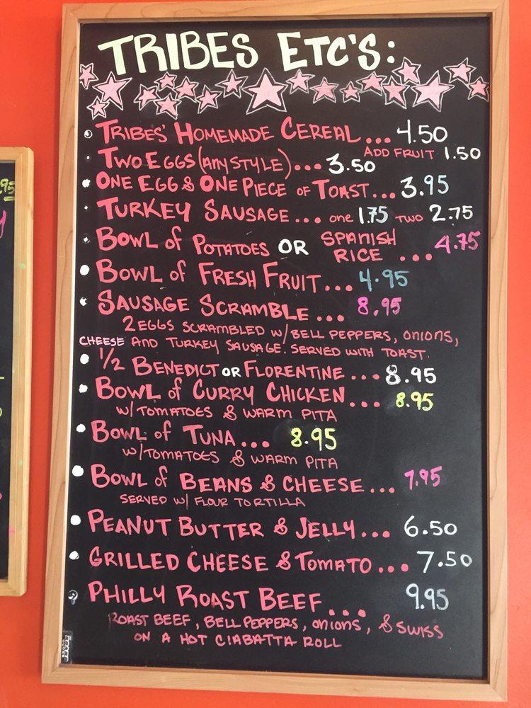 Menu at Tribes Coffee House, Santa Fe, Zafarano Dr