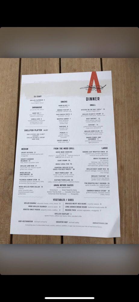Carta del pub y bar Amara at Paraiso, Miami