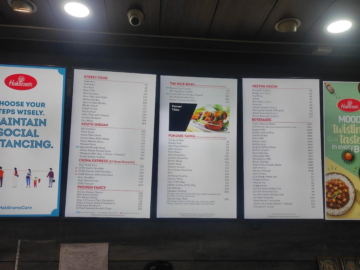 Menu at Haldiram's - Moti Nagar, New Delhi, Ground Plot
