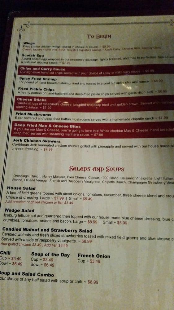 Menu at Red Lion Grog House pub & bar, Indianapolis