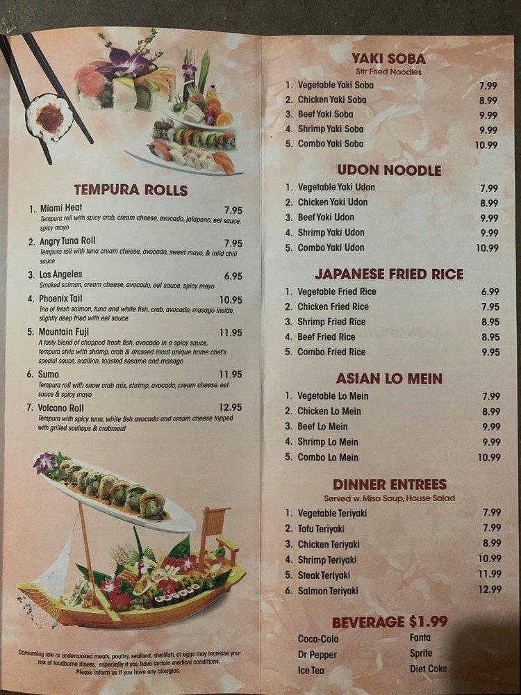 Menu at Sumo Sushi & Hibachi restaurant, Broken Arrow