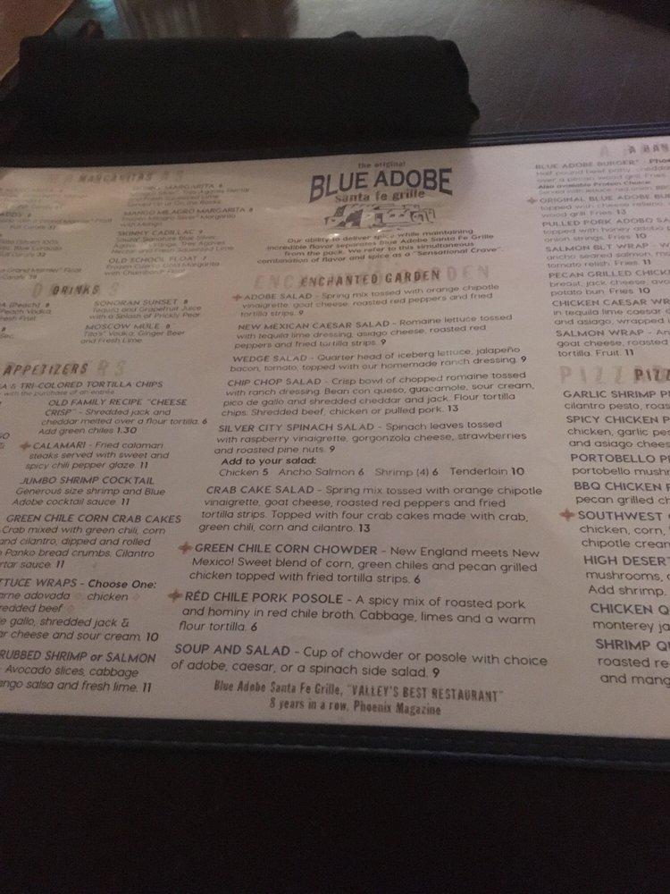 Menu at The Original Blue Adobe Grille pub & bar, Mesa