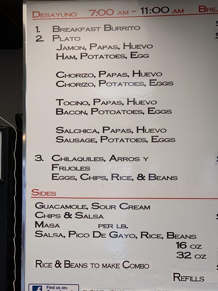 Menu at Azteca Grill & Bakery, Fallon