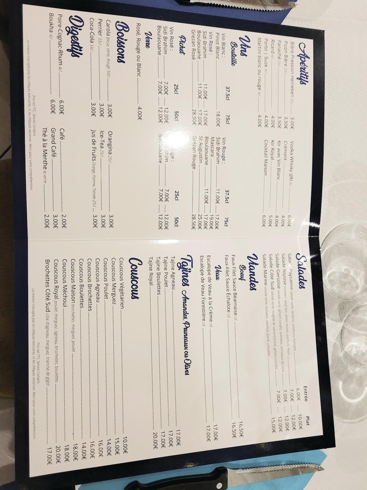Menu au Restaurant Côté Sud, Haguenau