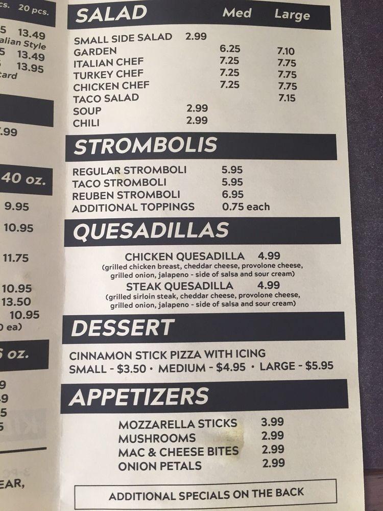 Menu at Donna D's Family Pizza pizzeria, Ashland