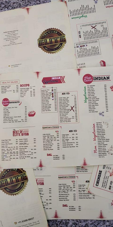Menu at ELITE Byob, Gurugram, Lake Forest Wine Pvt Ltd