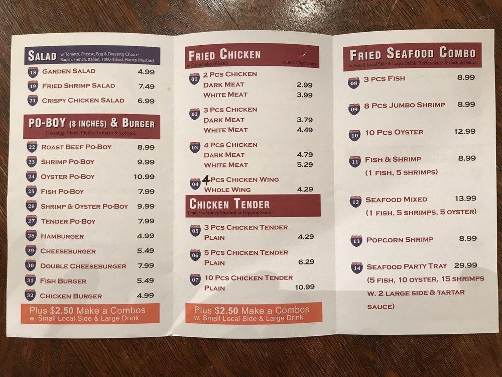 Menu at Highway fried chicken & seafood restaurant, Jefferson
