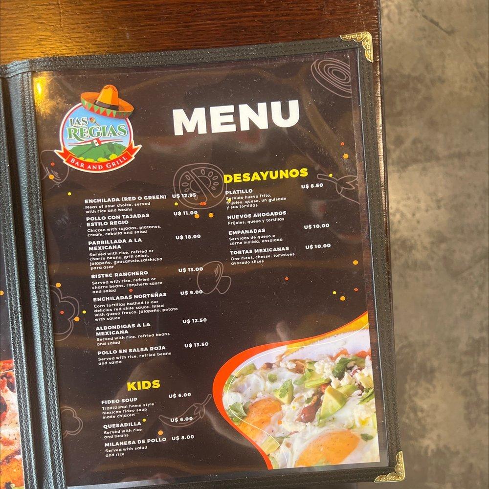 Menu at Las Regias Bar and Grill, New Iberia