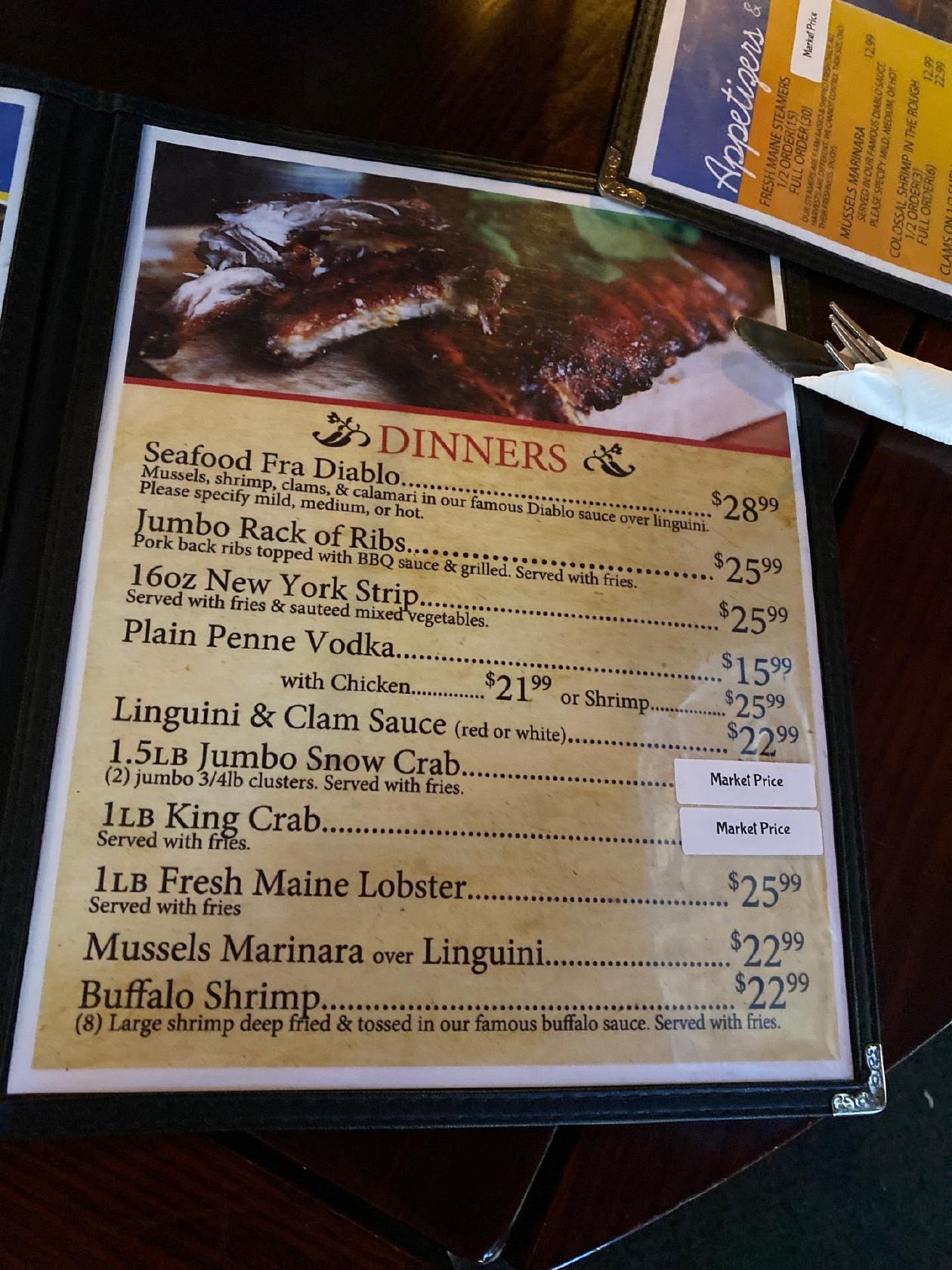 Menu at The Rock Cafe, Keyport