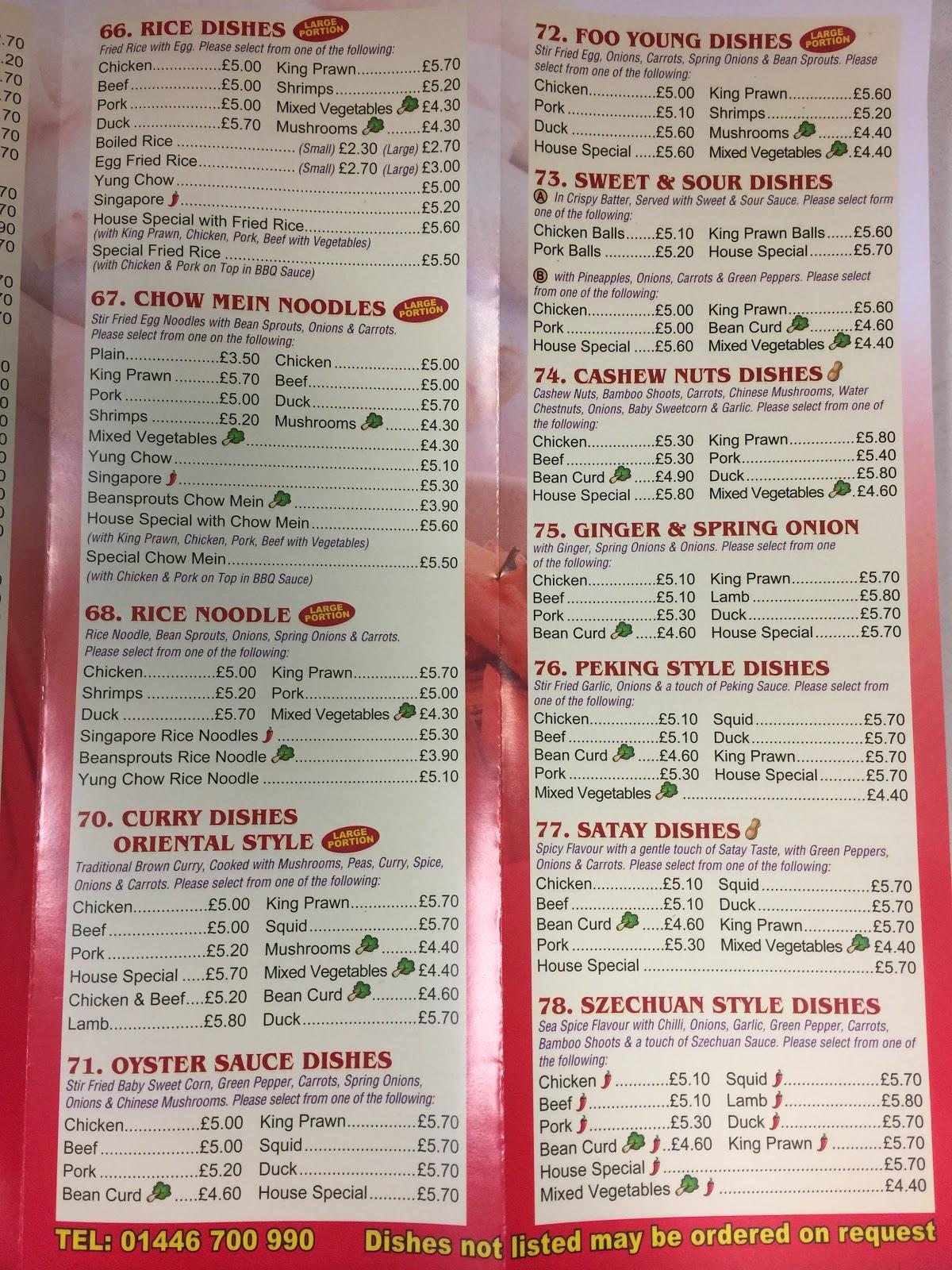 Menu at Lucky Chef restaurant, Barry, 109 Broad St