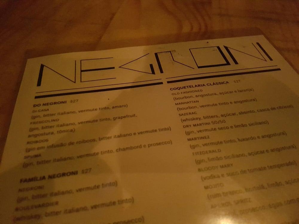 Menu em Negroni pub & Bar, São Paulo