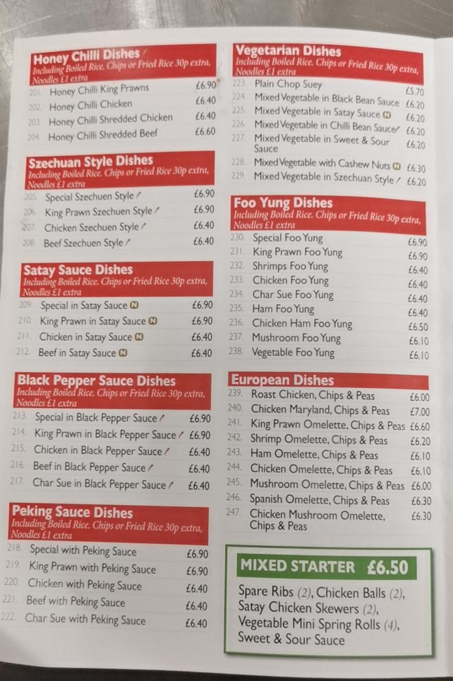 Menu at Star Kitchen, Valleyfield