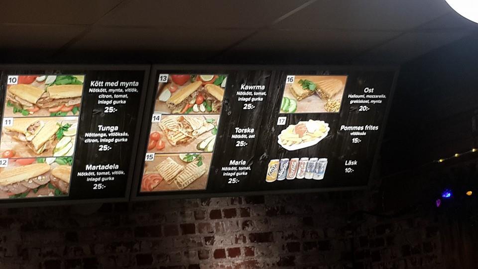 Menu at Tico Tico restaurant, Södertälje