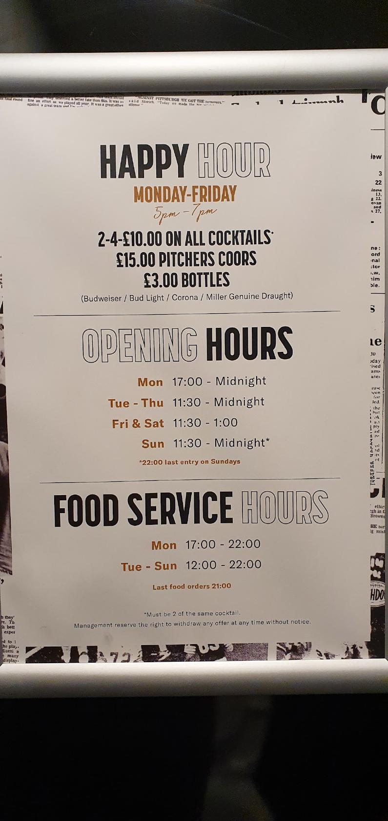 Menu at Wildcard Bar and Grill, Sheffield