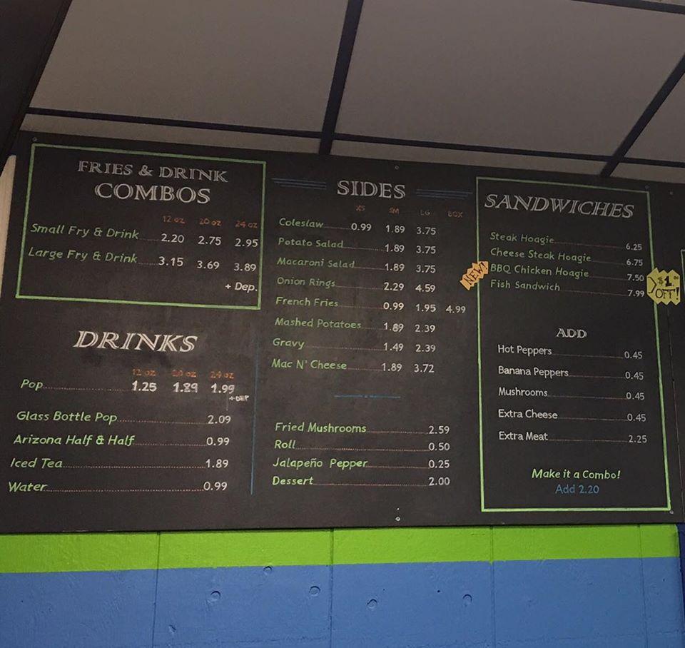 Menu at Mary's Fabulous Chicken restaurant, Ann Arbor