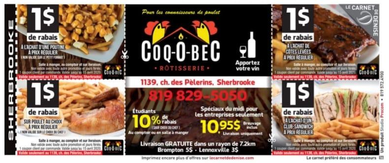 Coq O Bec restaurant, Sherbrooke, Chem. des Pèlerins - Menu du ...