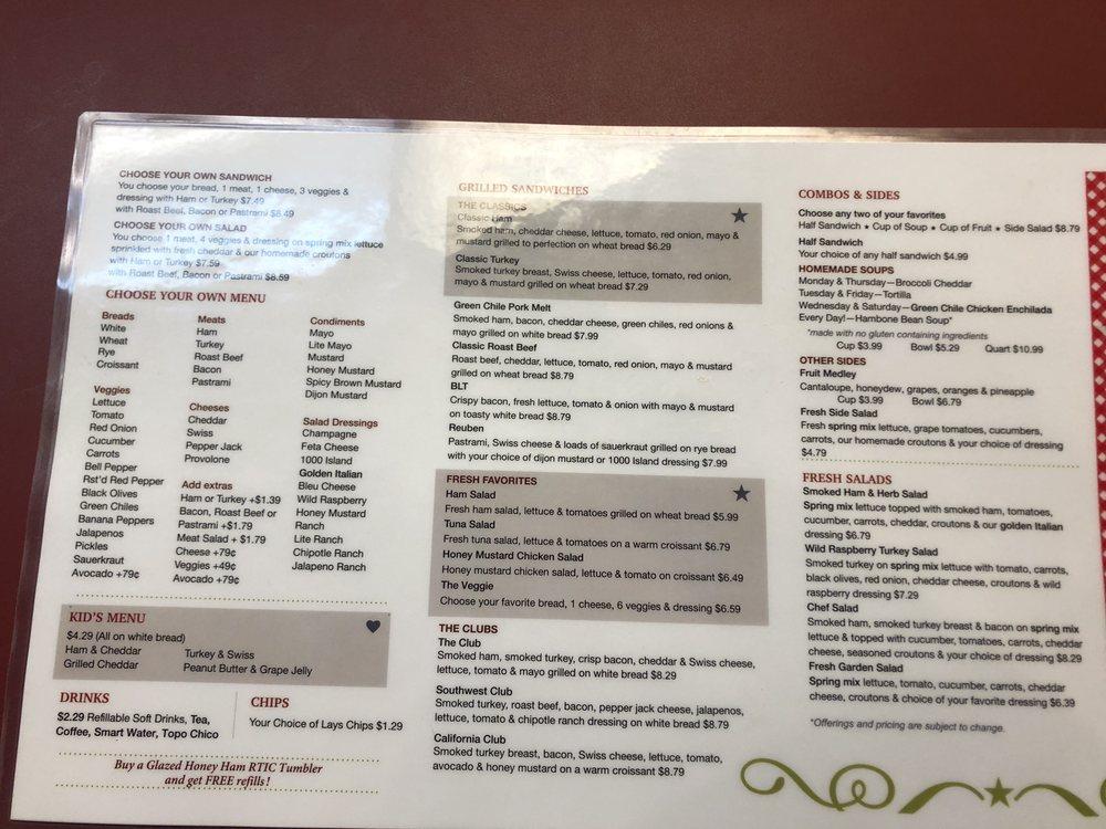 Menu at Glazed Honey Ham Co restaurant, Lubbock