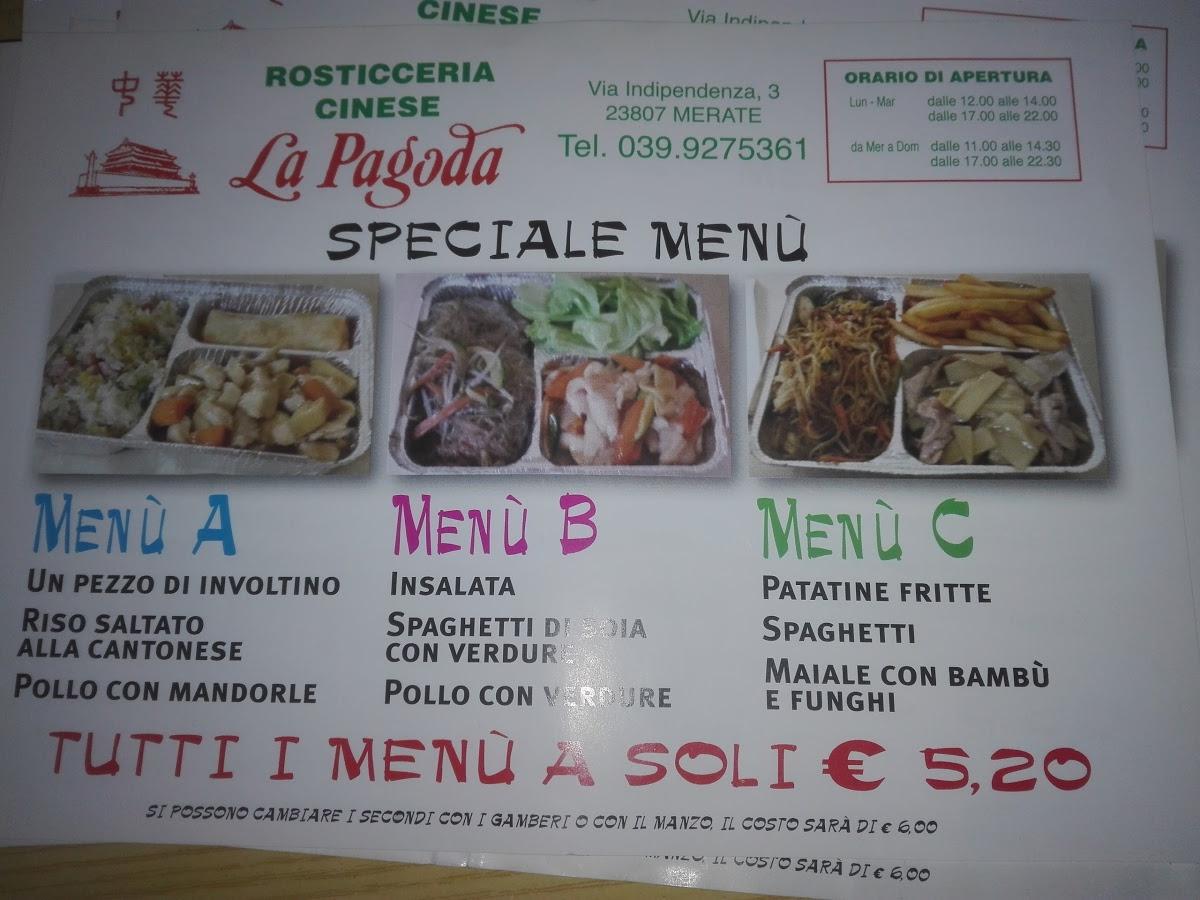 Menu at La Pagoda restaurant, Merate