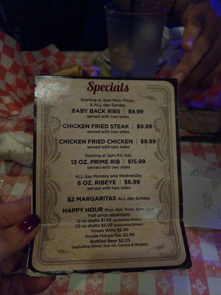 Menu at Parker Brothers Traildust Steakhouse, Sanger