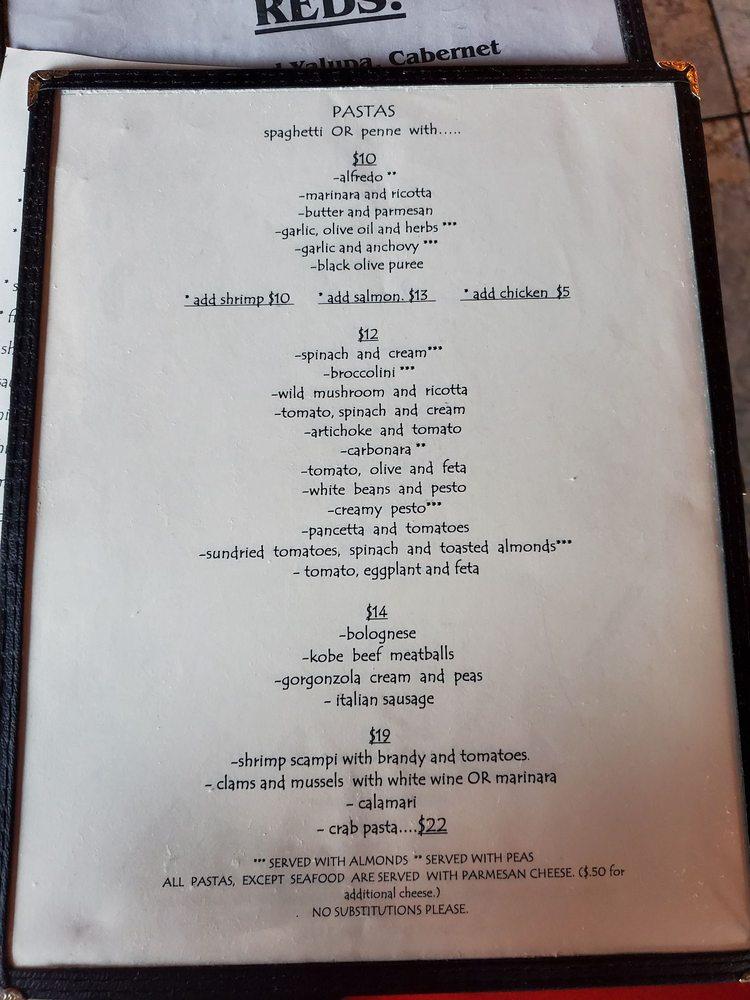 Menu at Bacchus restaurant, Richmond