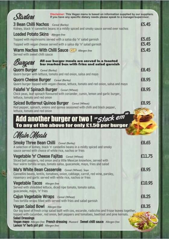 Menu at Route 5 restaurant, Exeter, Haldon Hill