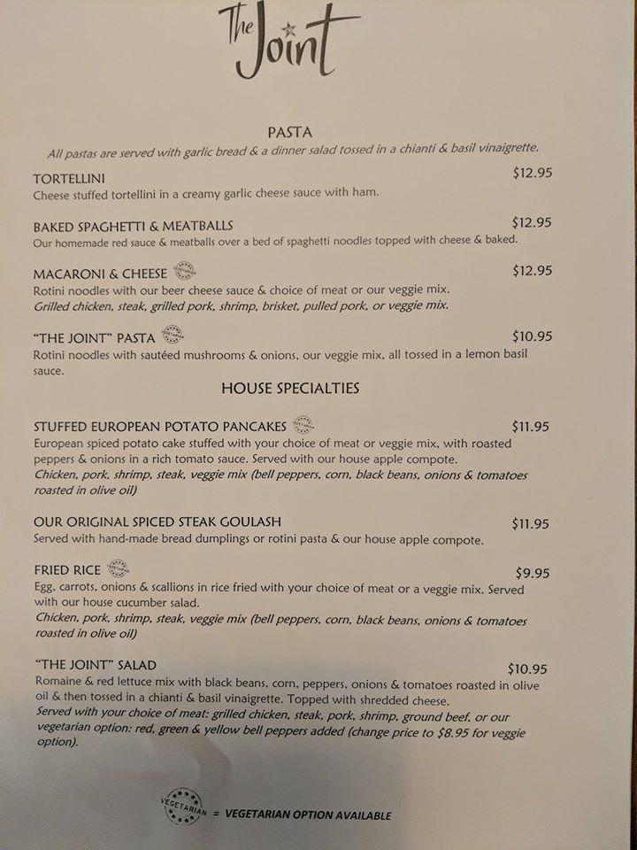 Menu at The Joint @ 12th & Allen restaurant, St. Louis