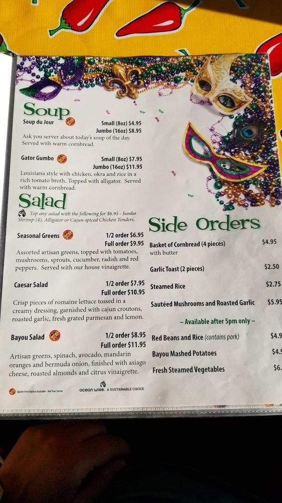 Menu at Blue's Bayou Cafe, Brentwood Bay