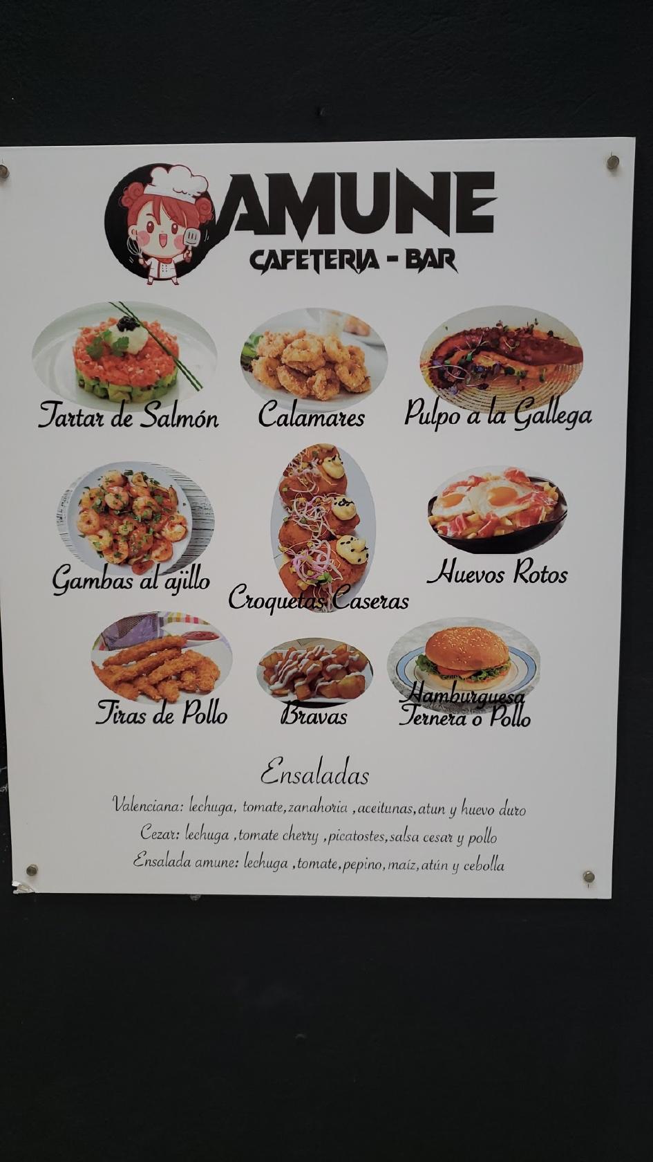 Menu at CAFETERIA BAR AMUNE, Valencia