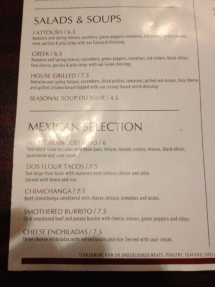 Menu at Club Rain, Wichita
