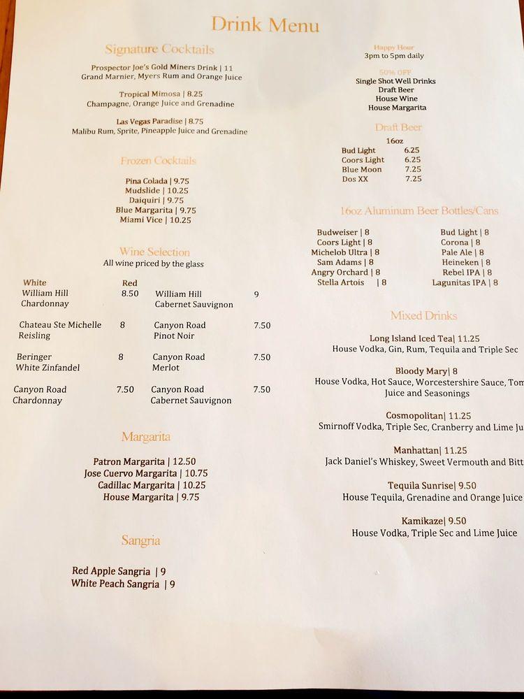 Menu at Gold Mine Bar & Grill, Las Vegas, Koval Ln