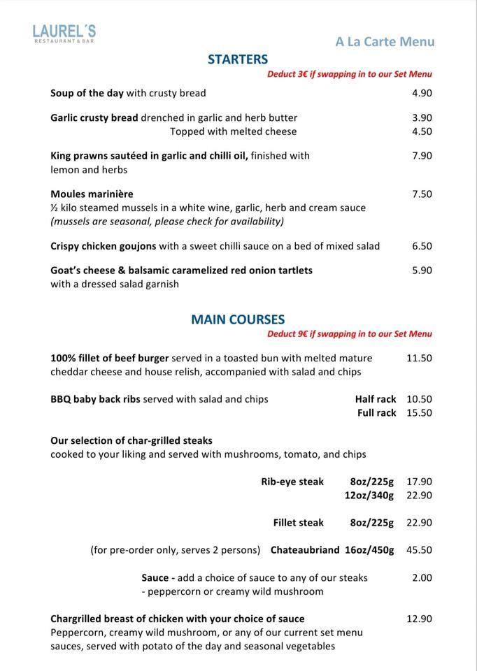 Menu at Laurel’s Restaurant & Bar, Quesada