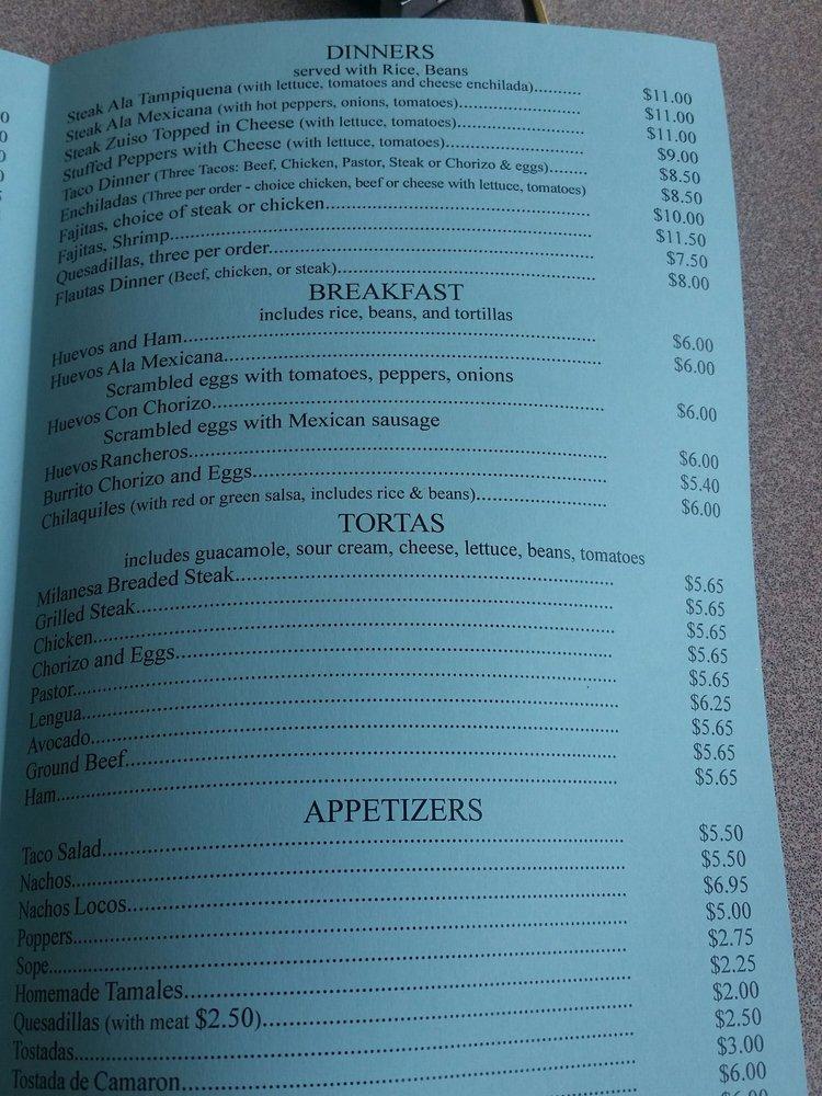 Menu at Los Burritos Mexicanos restaurant, Lombard, E St Charles Rd