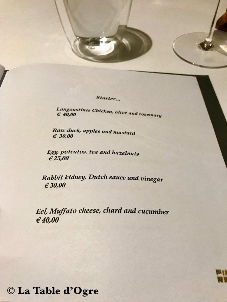 Menu da Pipero Roma ristorante, Roma