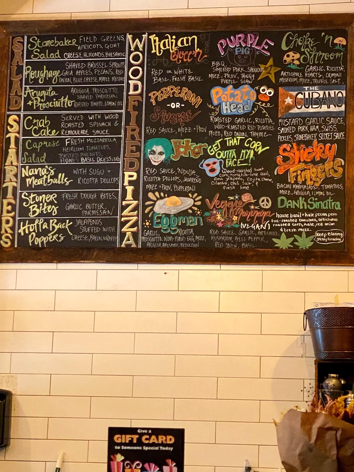 Menu at The Rolling Stonebaker pizzeria, Valparaiso