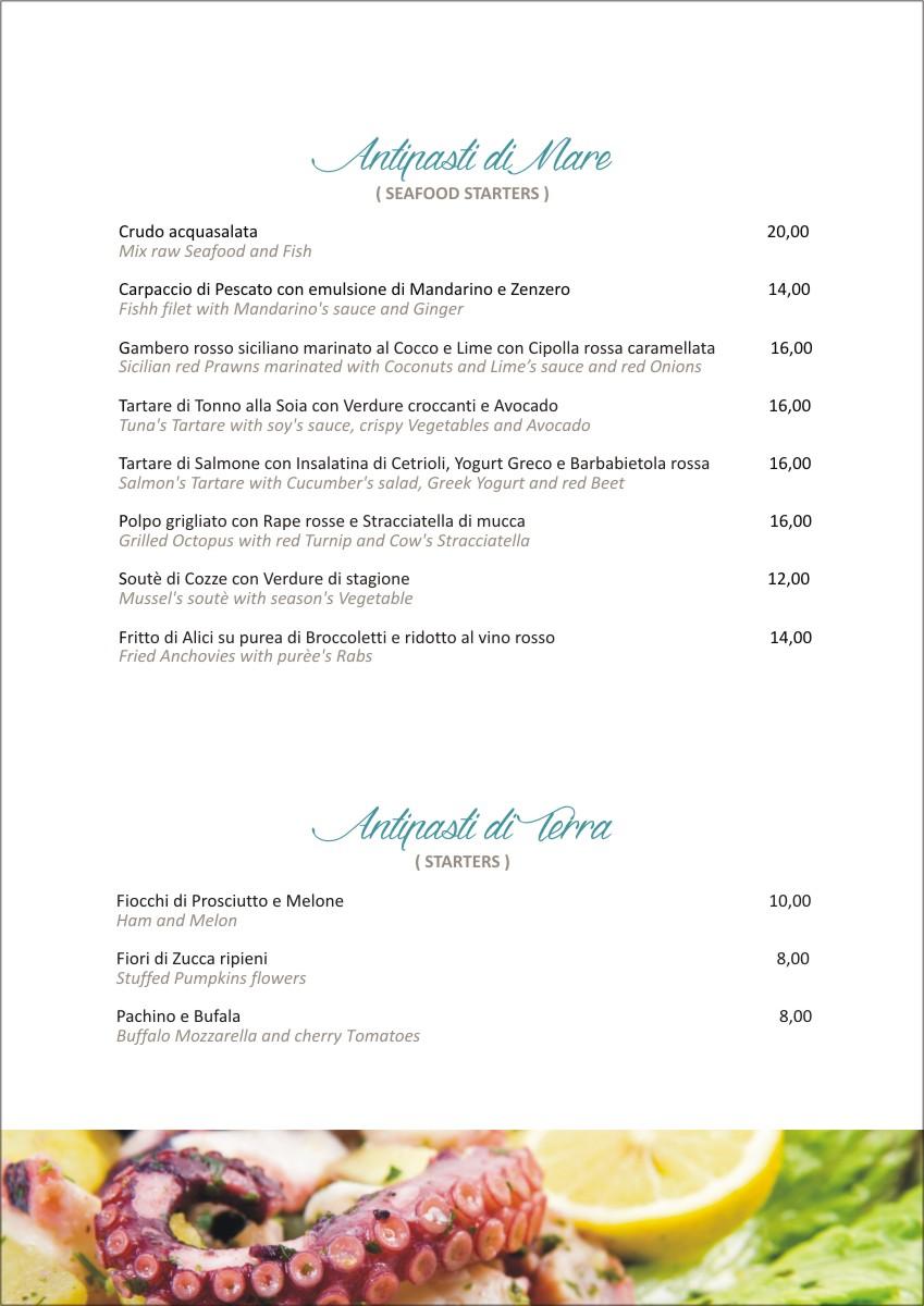 Menu at acquasalata Fish&Lounge restaurant, Rome, Via Della Croce