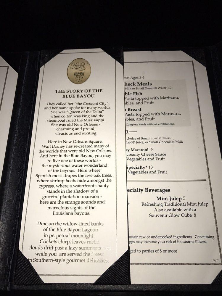 Menu at Blue Bayou Restaurant, Anaheim, S Harbor Blvd