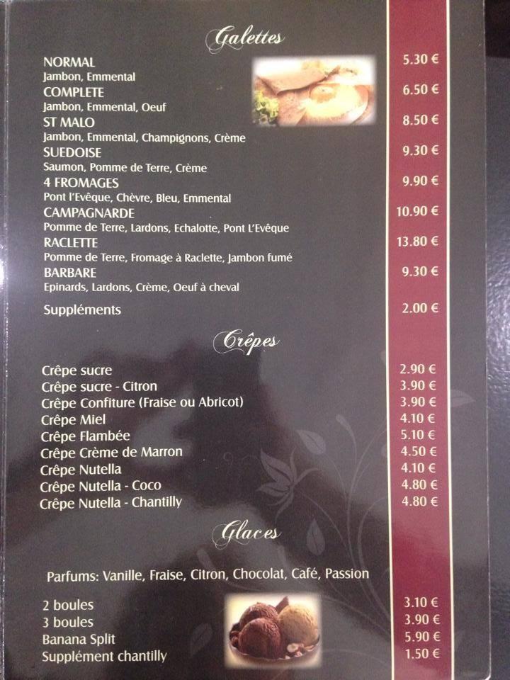 Menu at Chez Maguy pub & bar, Pont-l'Évêque