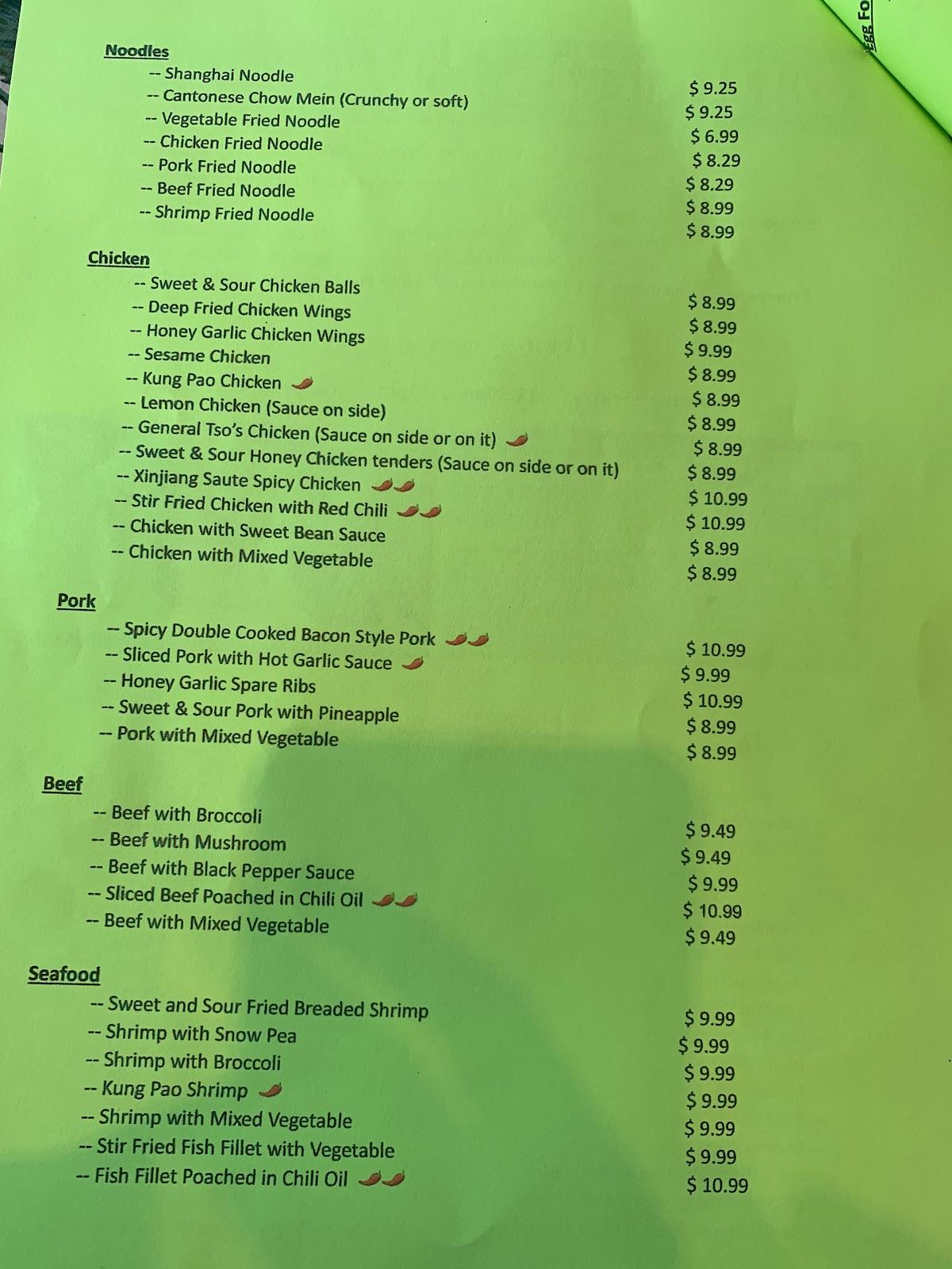 Menu at PING'S Home Made Chinese Food restaurant, Lindsay