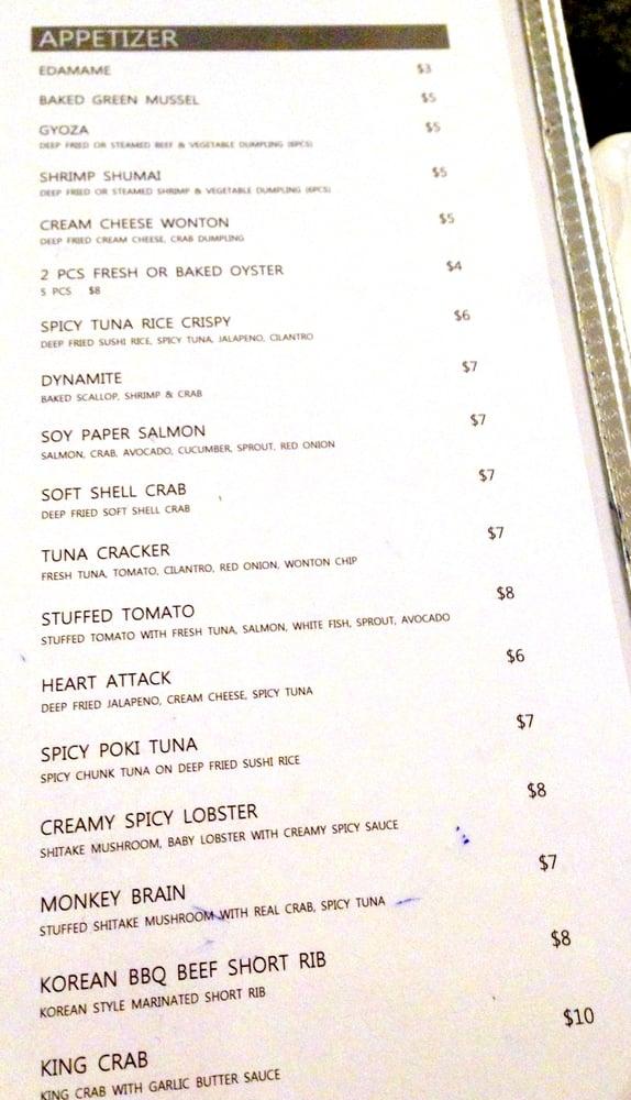 Menu at Sushi Kara restaurant, Long Beach