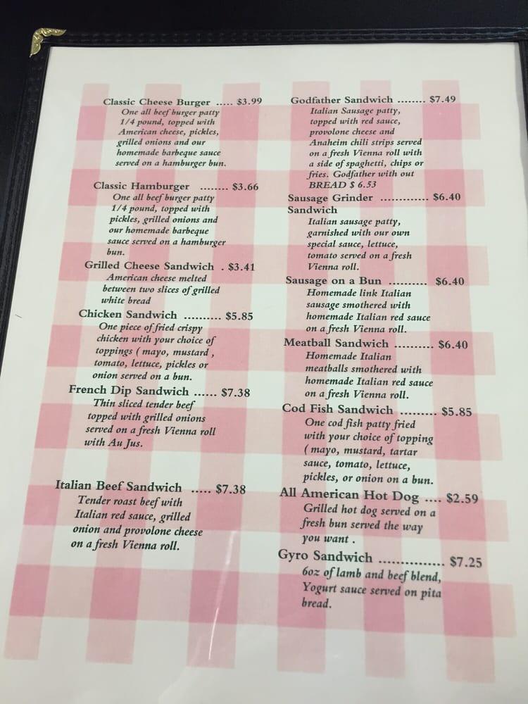 Menu at Tony's Diner cafe, Trinidad