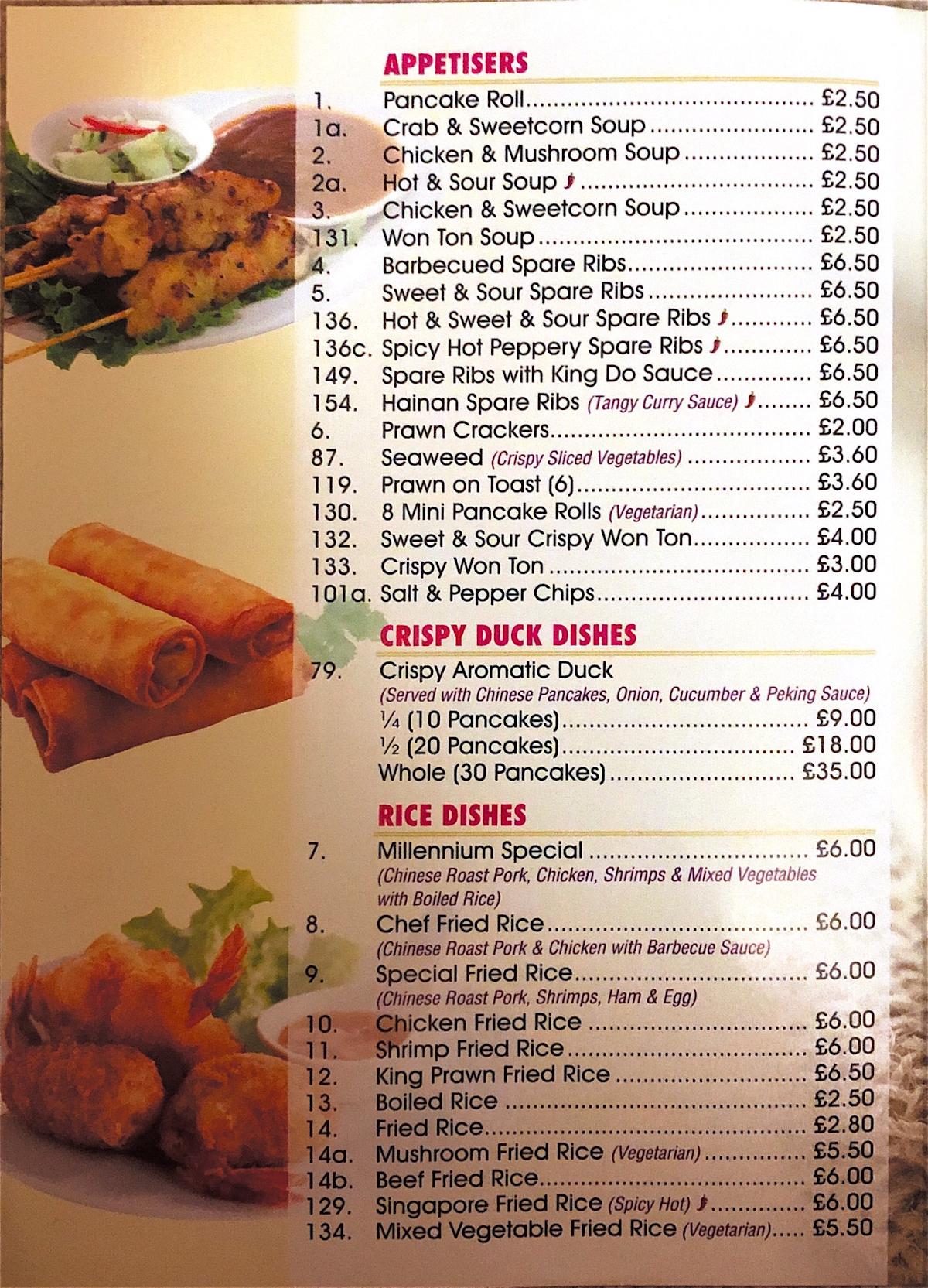 Menu at Millennium House fast food, Ilfracombe