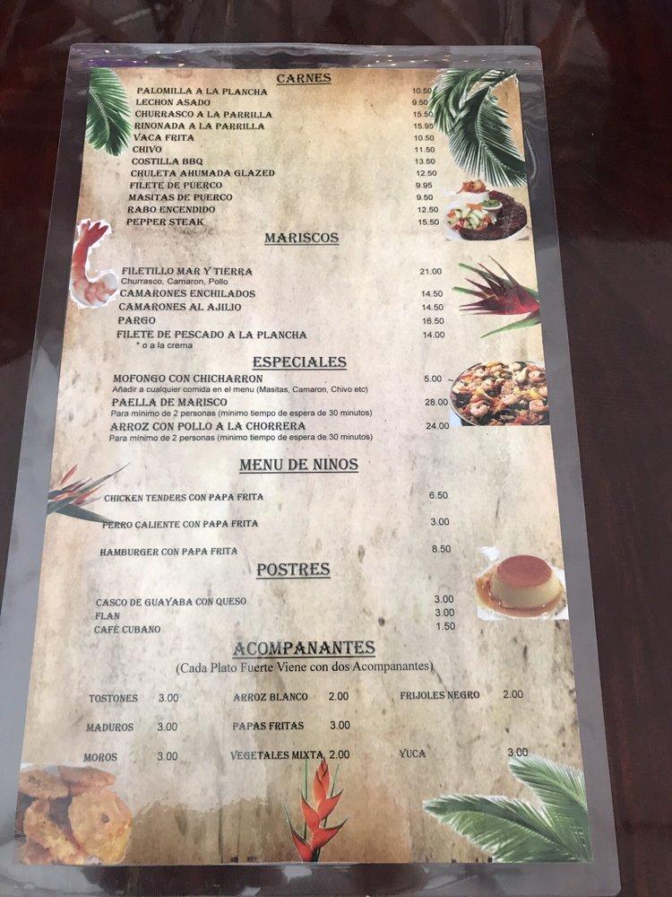 Menu at Club Rancho Gaspar, Hialeah, NW 117th Ave