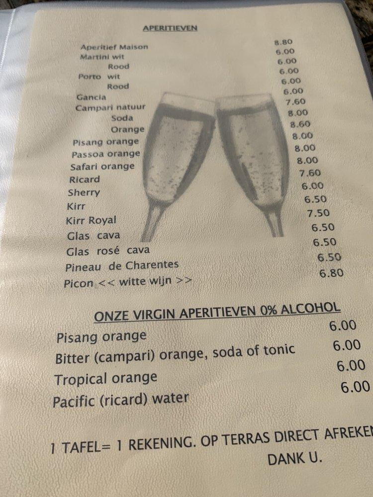 Menu at Restaurant Den Otter, Hamme