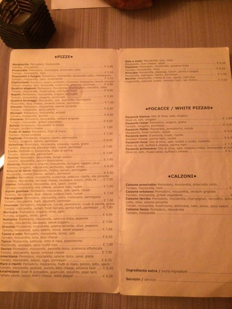 Menu da Samarcanda ristorante, Somma Lombardo