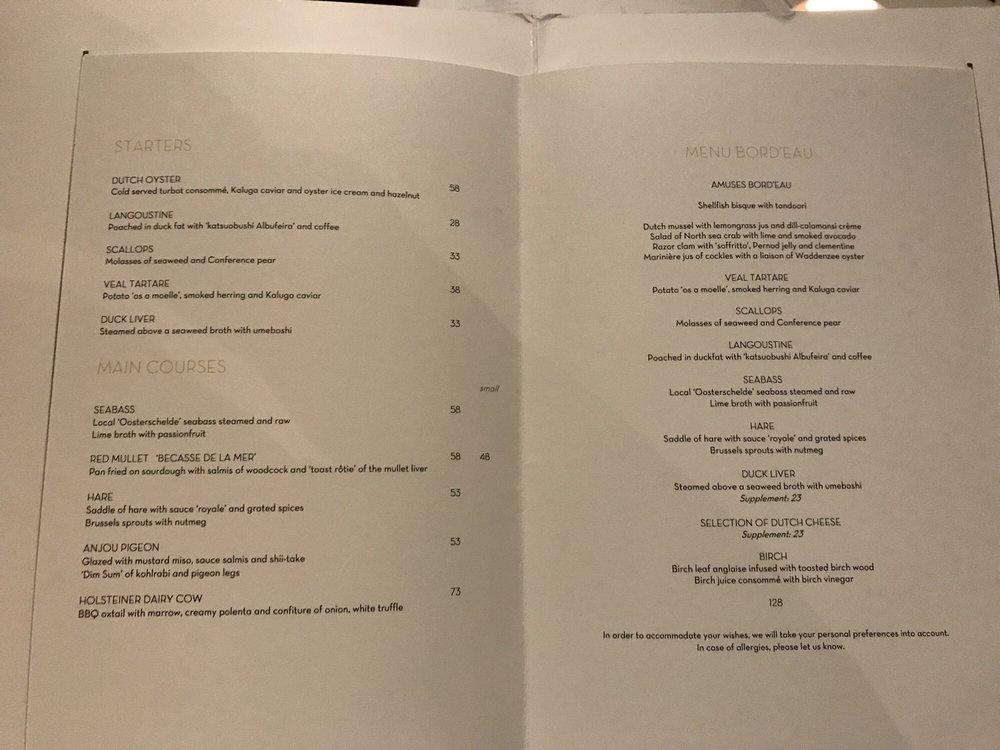 Speisekarte von Restaurant Flore, Amsterdam