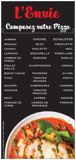 Menu at L'Envie restaurant, Valras-Plage