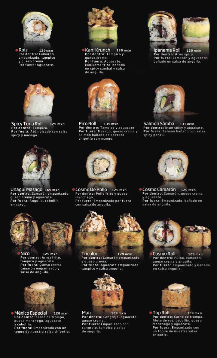 Menu at Nikkori restaurant, Reynosa