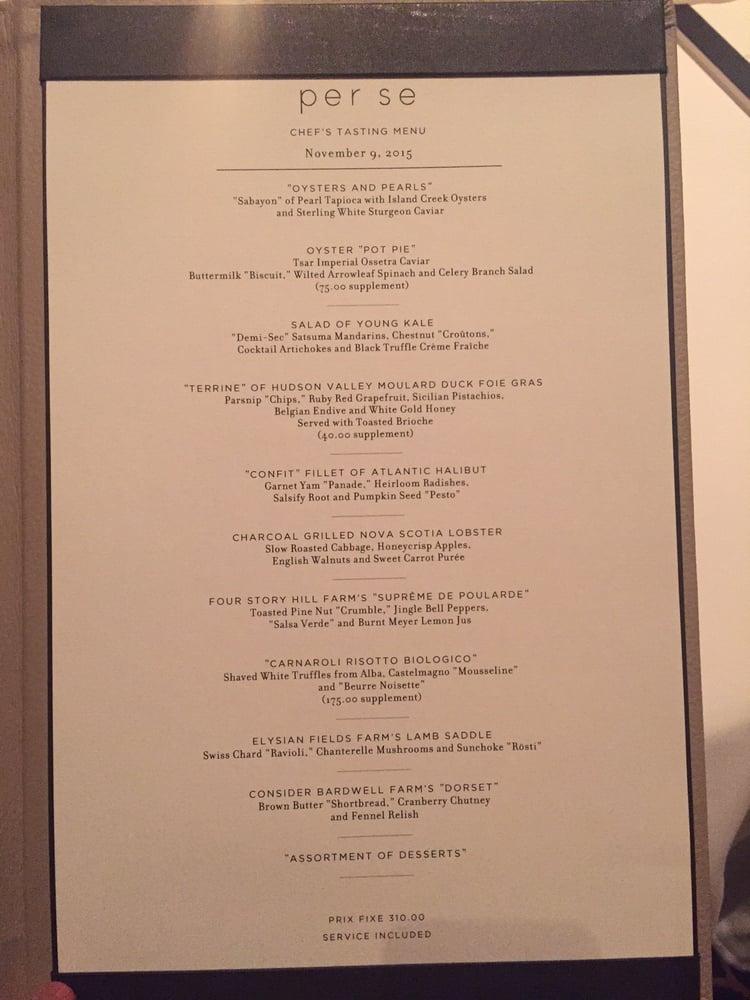 Menu at Per Se restaurant, West New York