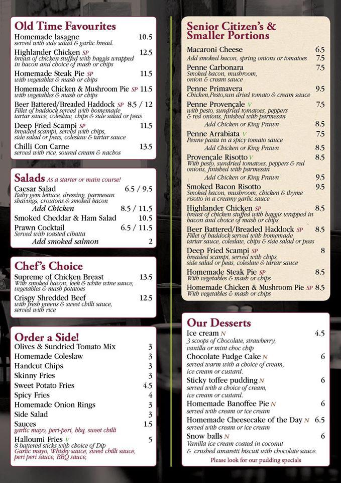 Menu at Royal Hotel Bar & Restaurant, Penicuik