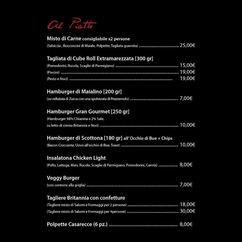 Menu at Britannia by Vagabondo pub & bar, San Vitaliano